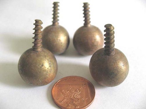 Solid brass ball feet, large - Rod Naylors Antique Restoration