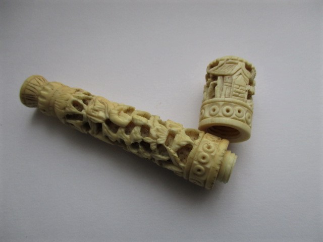 Cantonese carved ivory needlecase - Rod Naylors Antique Restoration
