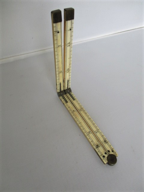 Antique folding rule, ivory and brass - Rod Naylors Antique Restoration