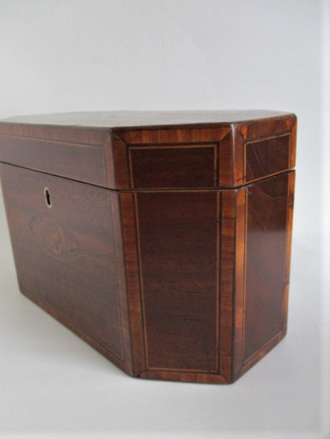 Late Georgian tea caddy, canted corners - Rod Naylors Antique Restoration
