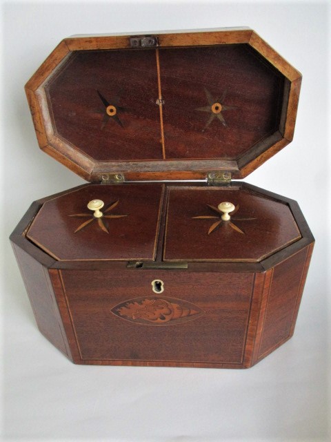 Late Georgian tea caddy, canted corners - Rod Naylors Antique Restoration