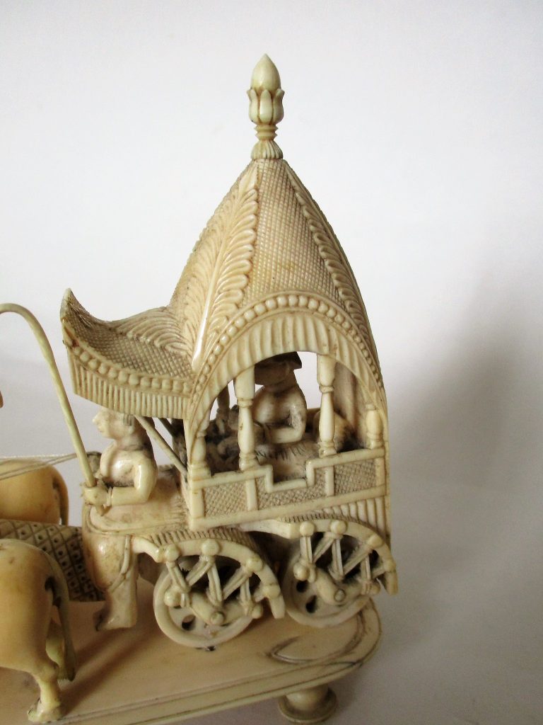 Indian carved ivory cart with oxen, ekka - Rod Naylors Antique Restoration