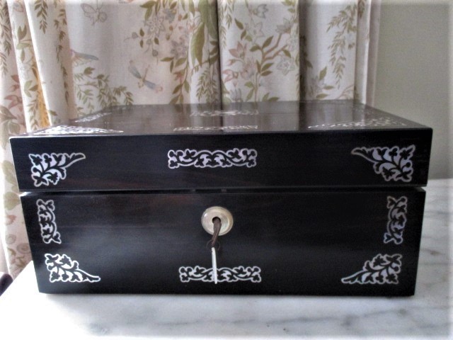 Mother of pearl coromandel sewing box - Rod Naylors Antique Restoration
