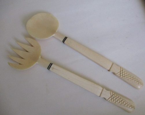 Vintage ivory salad servers - Rod Naylors Antique Restoration